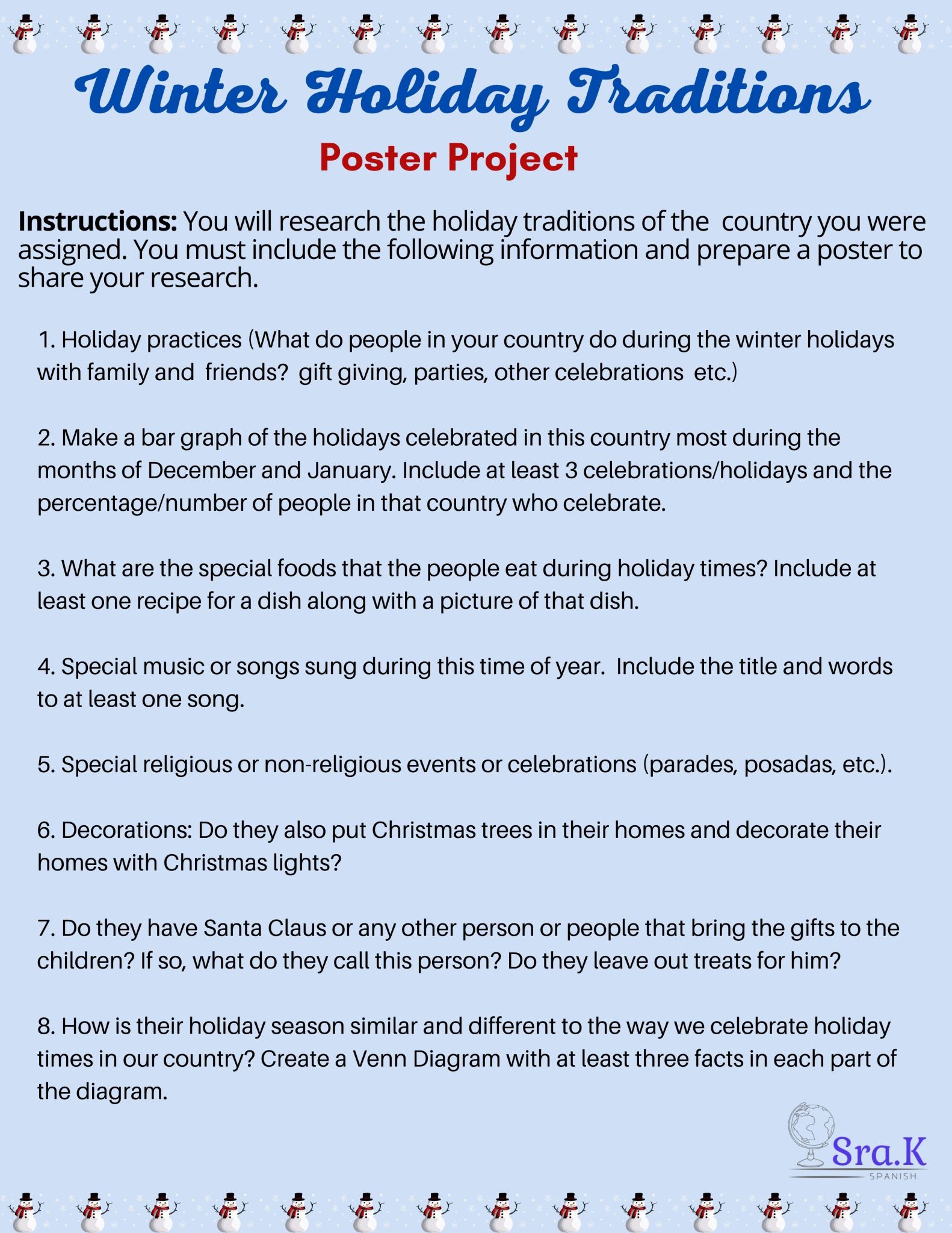 Easy Winter Poster Project and Gallery Walk (Cultural Comparisons ...